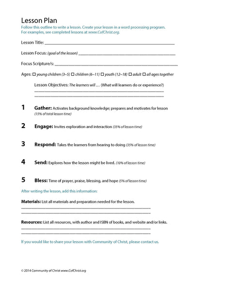 Lesson Plan Template (PDF Download) – Herald House