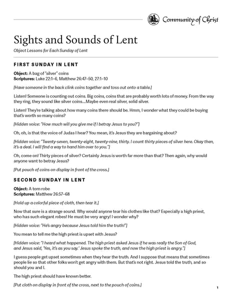 Object Lessons for Each Sunday of Lent (PDF Download) – Herald House