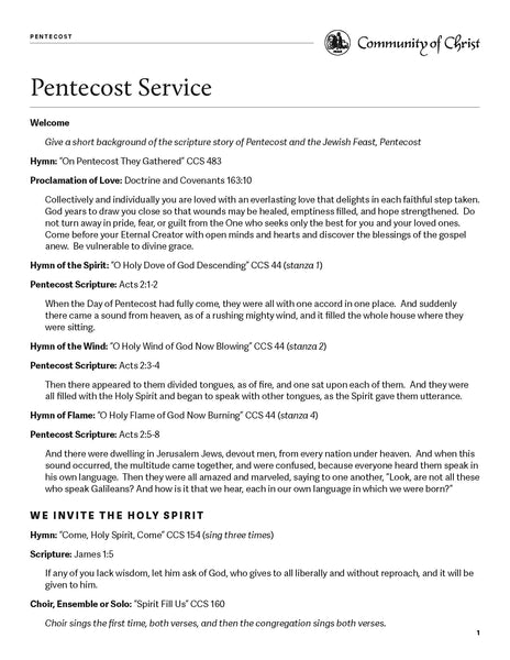Pentecost Worship Outlines (PDF Download) – Herald House