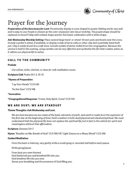 Ash Wednesday Worship Outlines (PDF Download) – Herald House