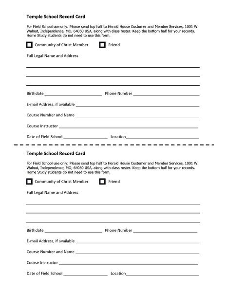 Temple School Record Card (PDF Download) – Herald House