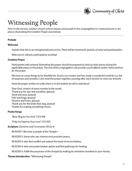 Witness Worship Outline (PDF Download) – Herald House